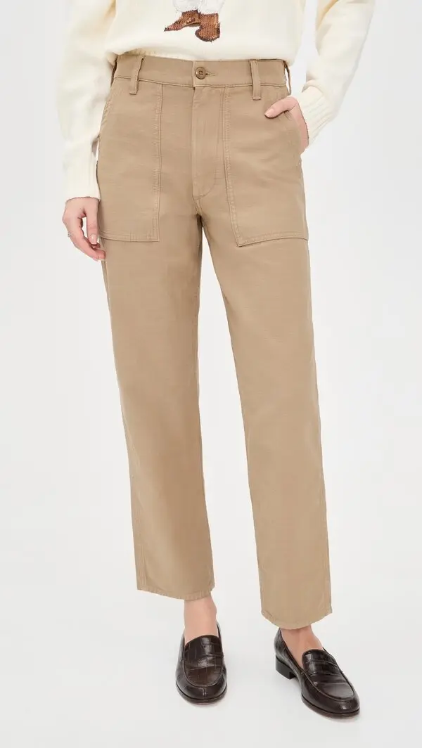 Polo Ralph Lauren Cotton Sateen Ankle Straight Pants - Khaki