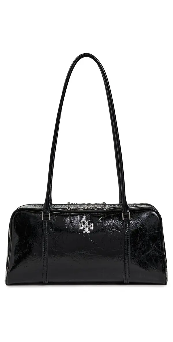 Tory Burch Crinkle Leather Small Marshmallow Satchel - Black