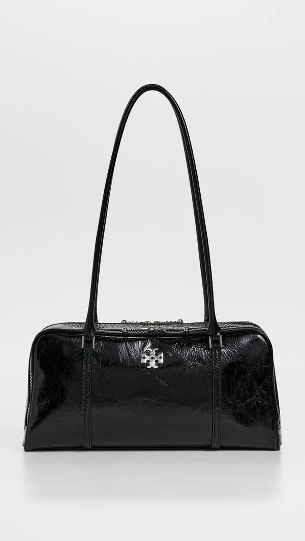 Tory Burch Crinkle Leather Small Marshmallow Satchel - Black