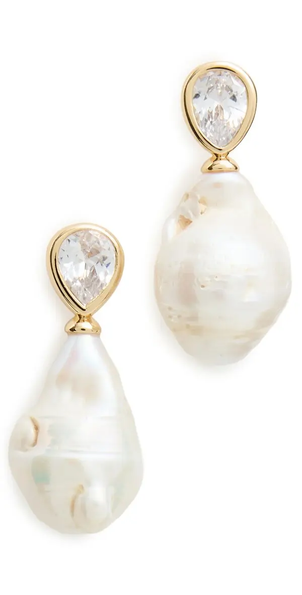 Ettika Freshwater Drop Earrings - Pearl