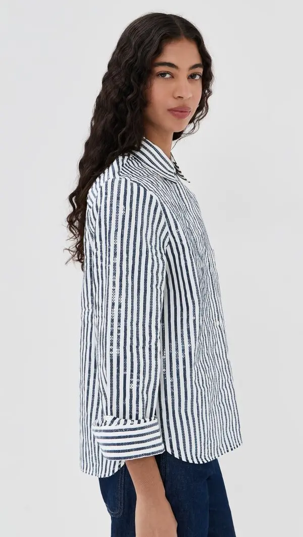 TWP Striped Sequined Shirt