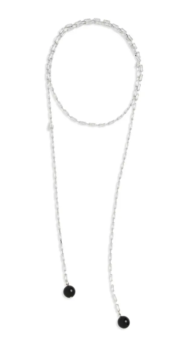 Rachel Comey Baguette Crystal Lariat Necklace - Black