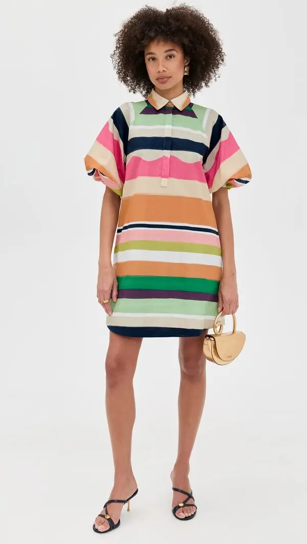 DE LORETA Mini Stripe Dress