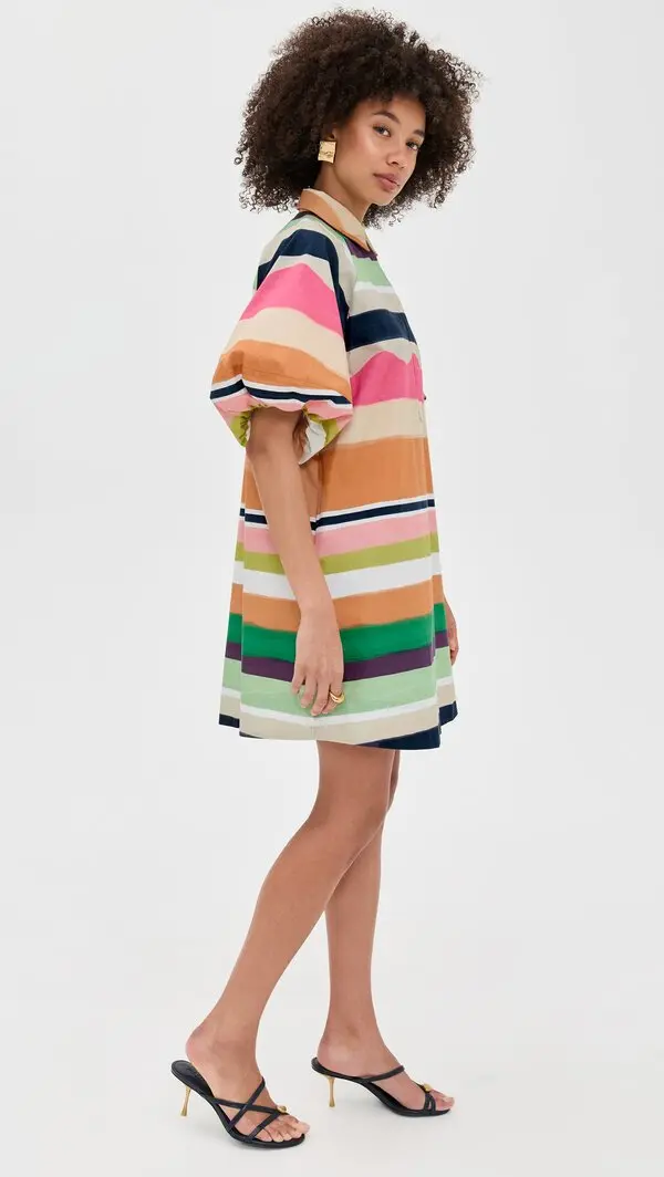 DE LORETA Mini Stripe Dress