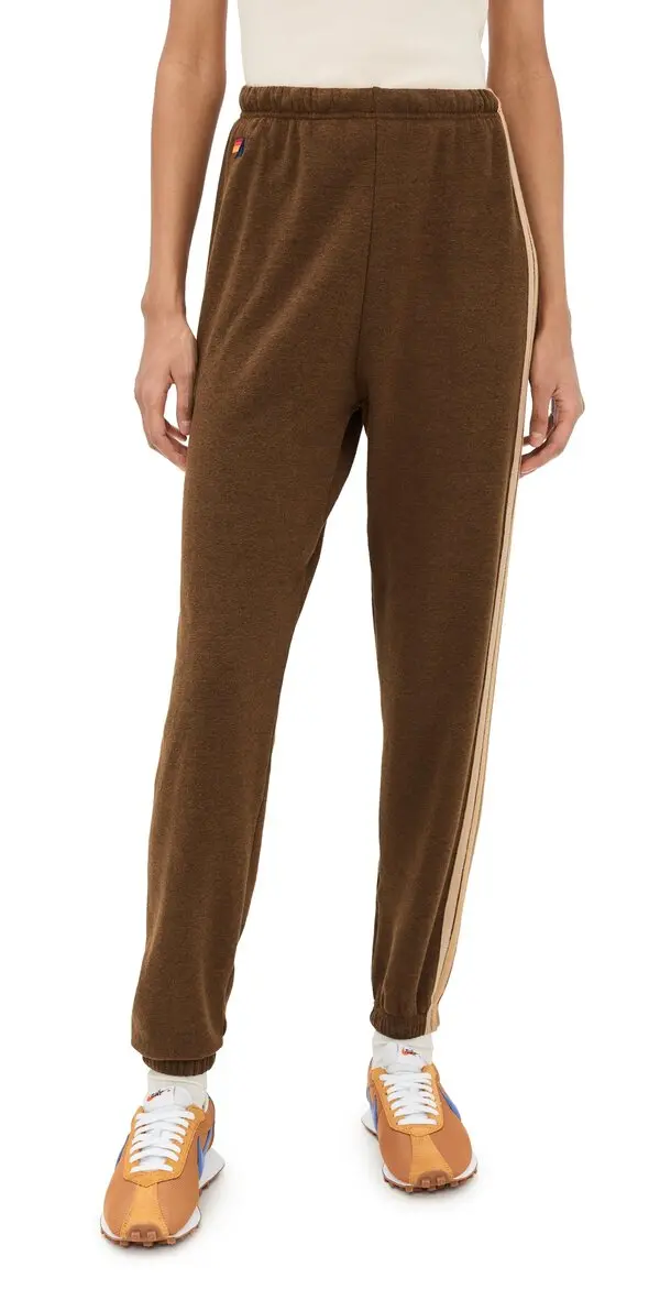 Aviator Nation 5-stripe Fleece Sweatpants - Chocolate/espresso