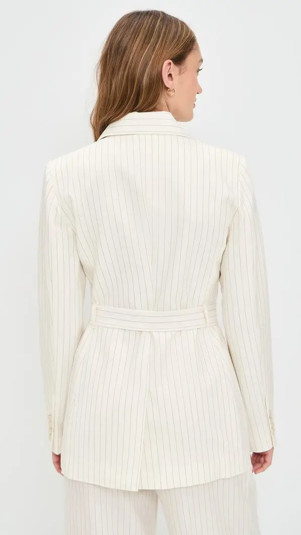 Good American Belted Pinstripe Blazer - Chestnut  Stripe