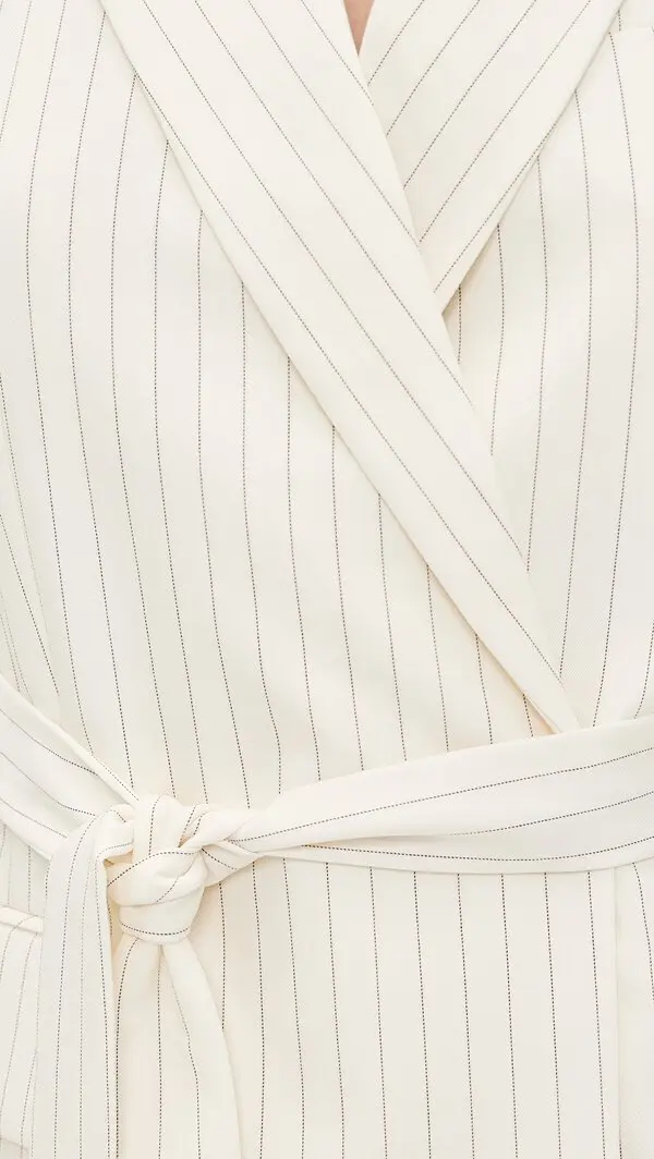Good American Belted Pinstripe Blazer - Chestnut  Stripe