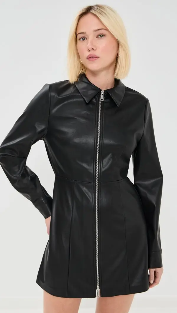 LE BOP Sloane Faux Leather Mini Dress - Black