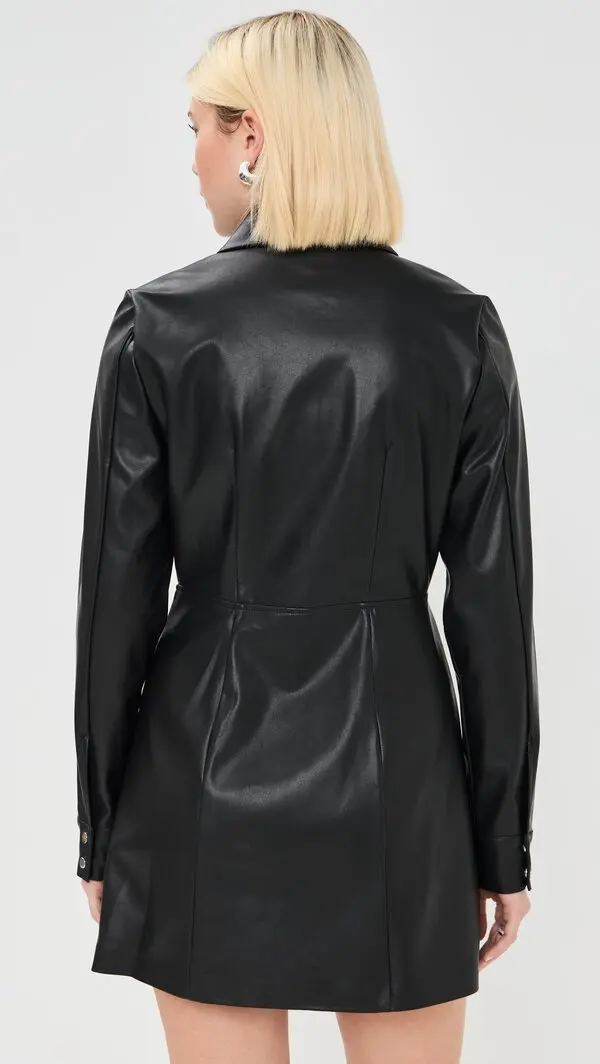 LE BOP Sloane Faux Leather Mini Dress - Black