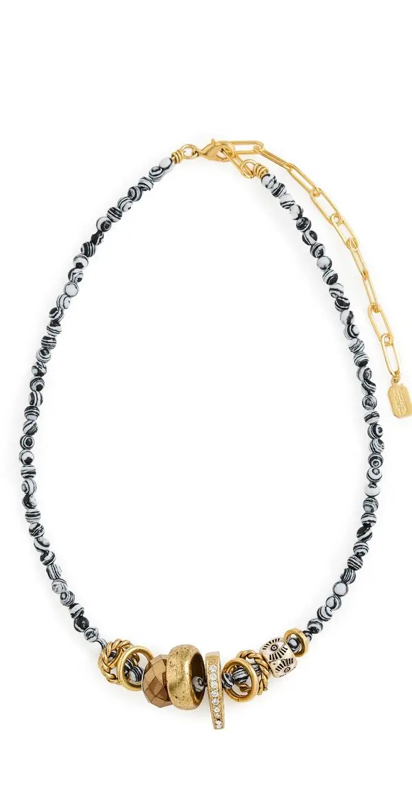ELIZABETH COLE Ines Charm Necklace - Black & White