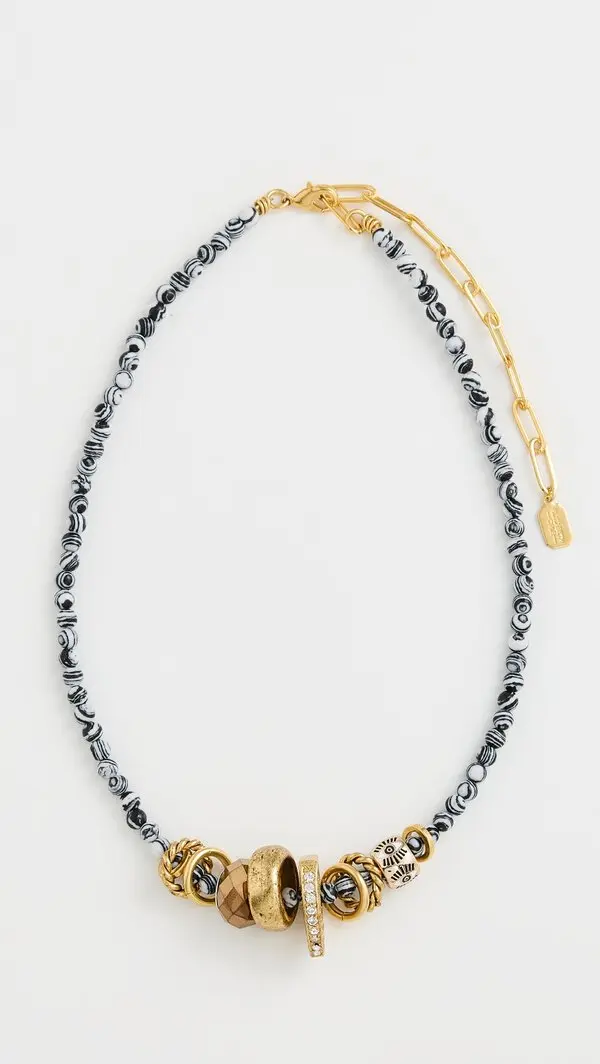 ELIZABETH COLE Ines Charm Necklace - Black & White