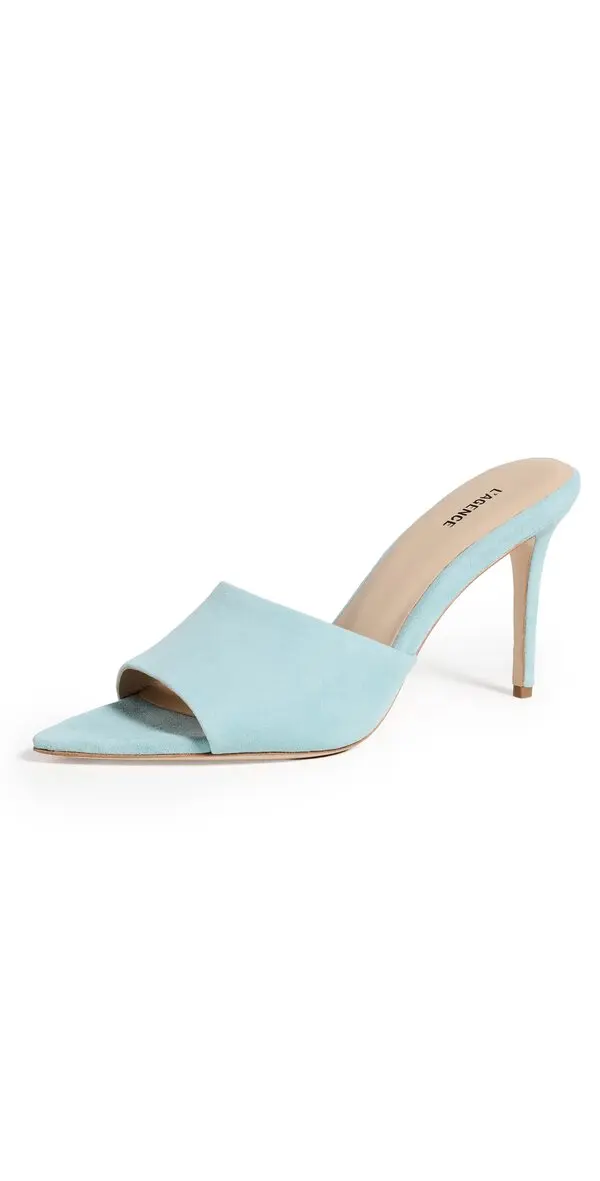 L'Agence Lolita Suede Mules - Pale Blue