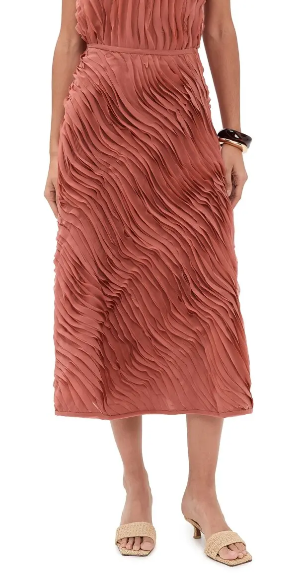 Ulla Johnson Amiko Ruffle-trimmed Skirt - Chestnut
