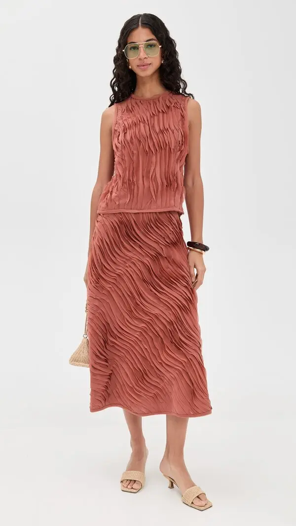 Ulla Johnson Amiko Ruffle-trimmed Skirt - Chestnut