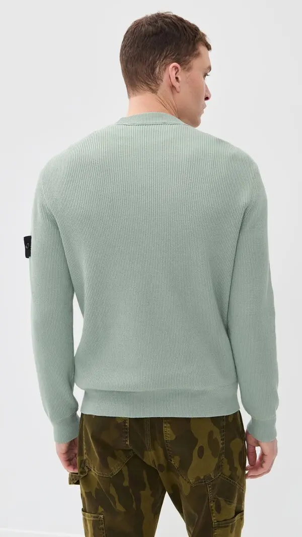 Stone Island Ribbed Cotton Crew Sweater - Sage