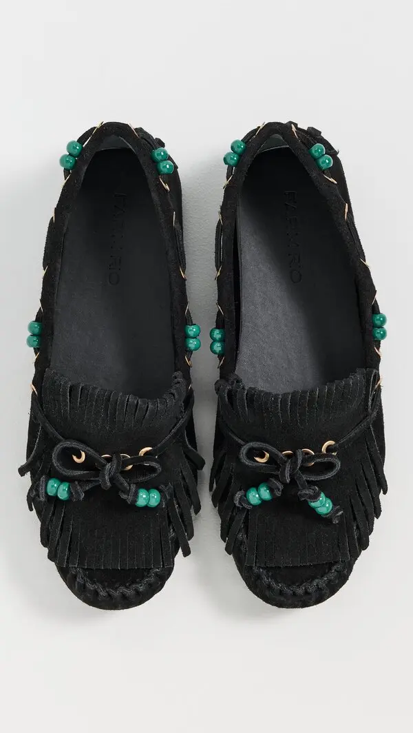Farm Rio Fringe Suede Moccasins
