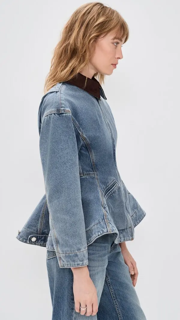 Line & Dot Mottle Denim Jacket