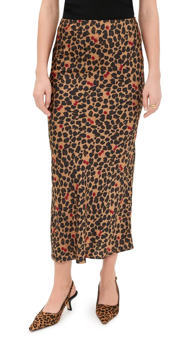NEVER FULLY DRESSED Cherry Leopard Dorris Skirt - Brown