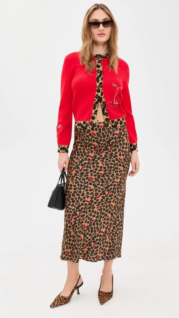 NEVER FULLY DRESSED Cherry Leopard Dorris Skirt - Brown