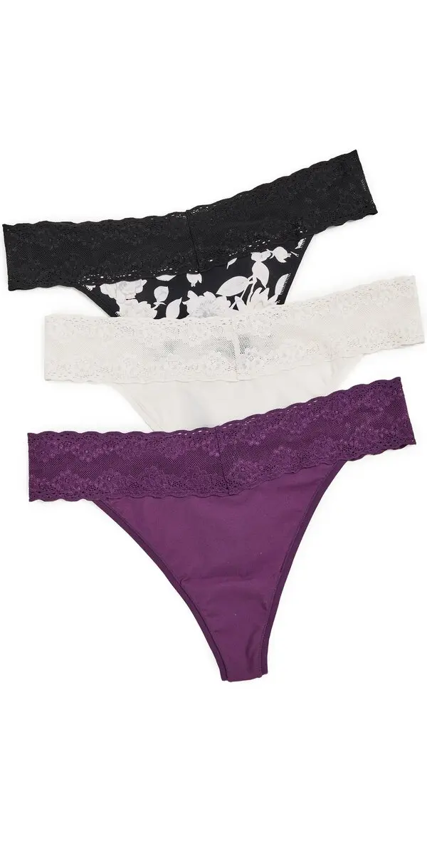 Natori Bliss Perfection Thong 3 Pack - Garden Rose/coconut/fig Jam