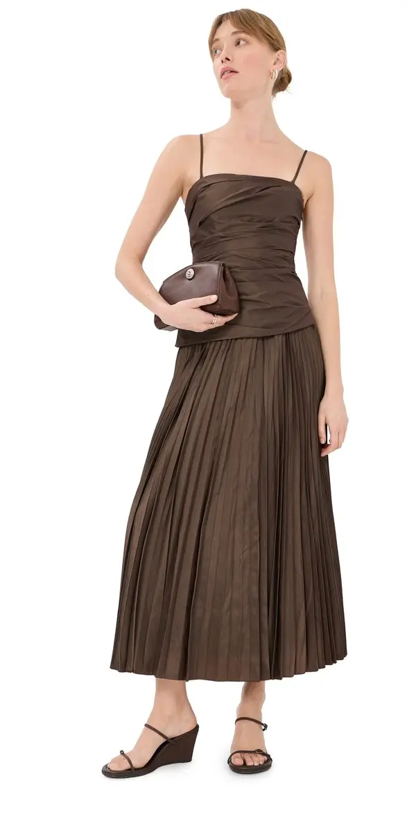 Simkhai Arie Strapless Bustier Midi Dress - Chocolate