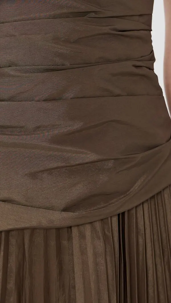 Simkhai Arie Strapless Bustier Midi Dress - Chocolate