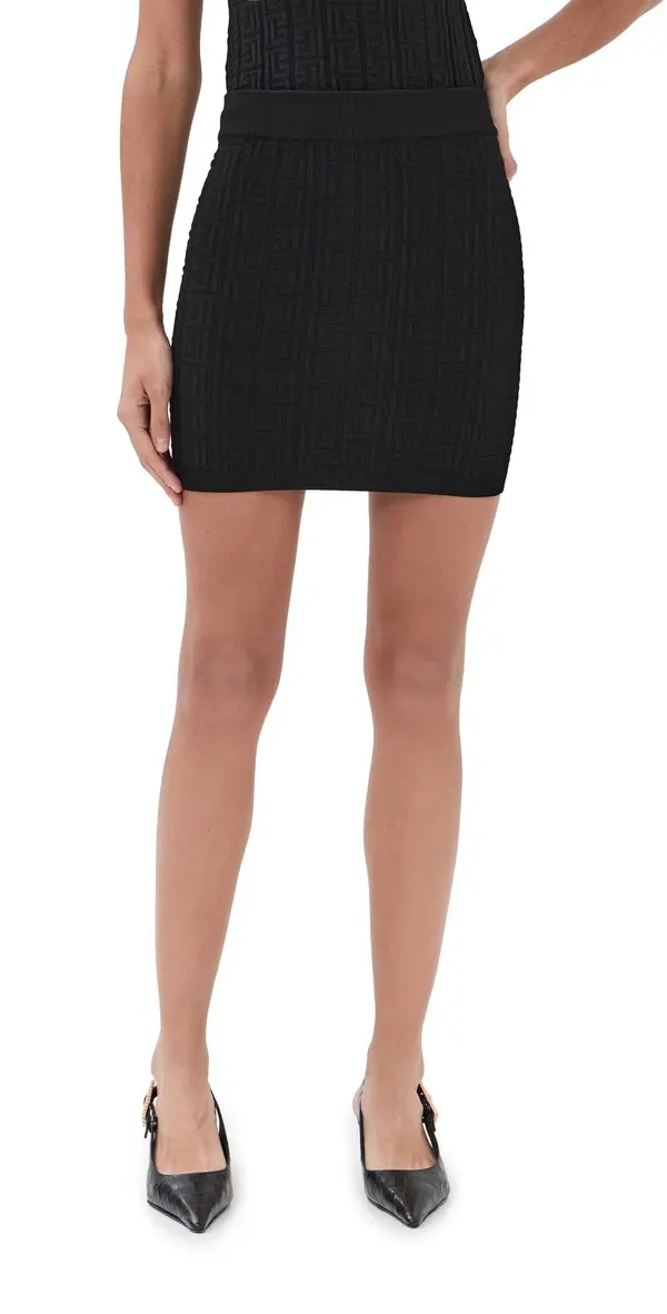 Balmain Monogram Knit Short Skirt