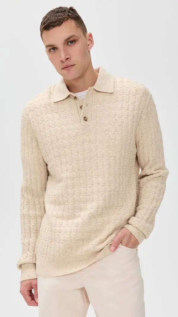 LES DEUX Gustav Squared Structure Knit Polo