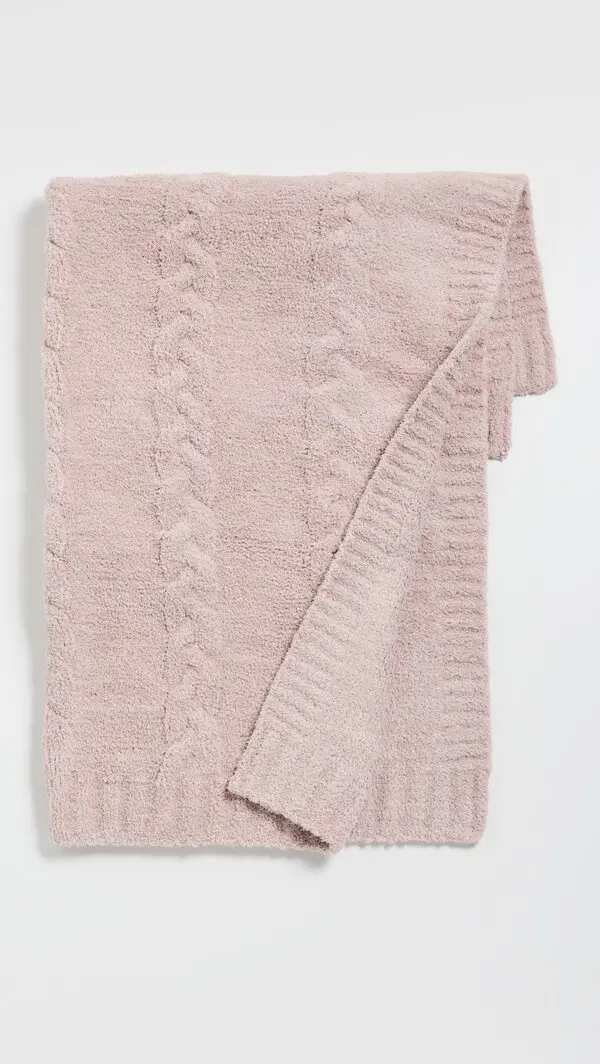 Barefoot Dreams Cozychic Braided Cable Receiving Blanket - Dusty Rose/dusty Mauve