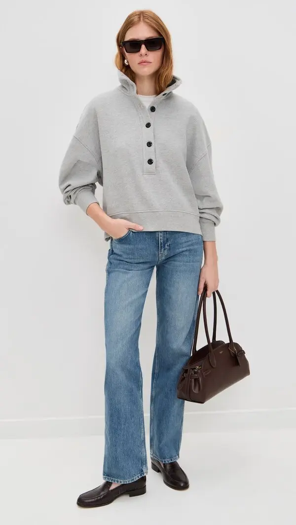 Citizens Of Humanity Mirelle Funnel Neck Sweatshirt - Heather Grey