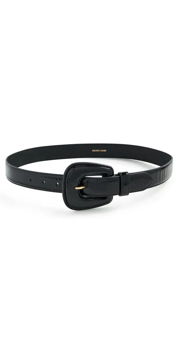 Veronica Beard Crinkle Leather Elsy Belt - Black