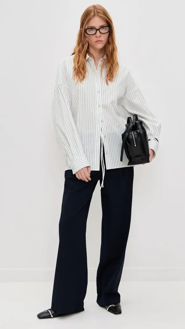 Helmut Lang Placket Cinch Striped Shirt