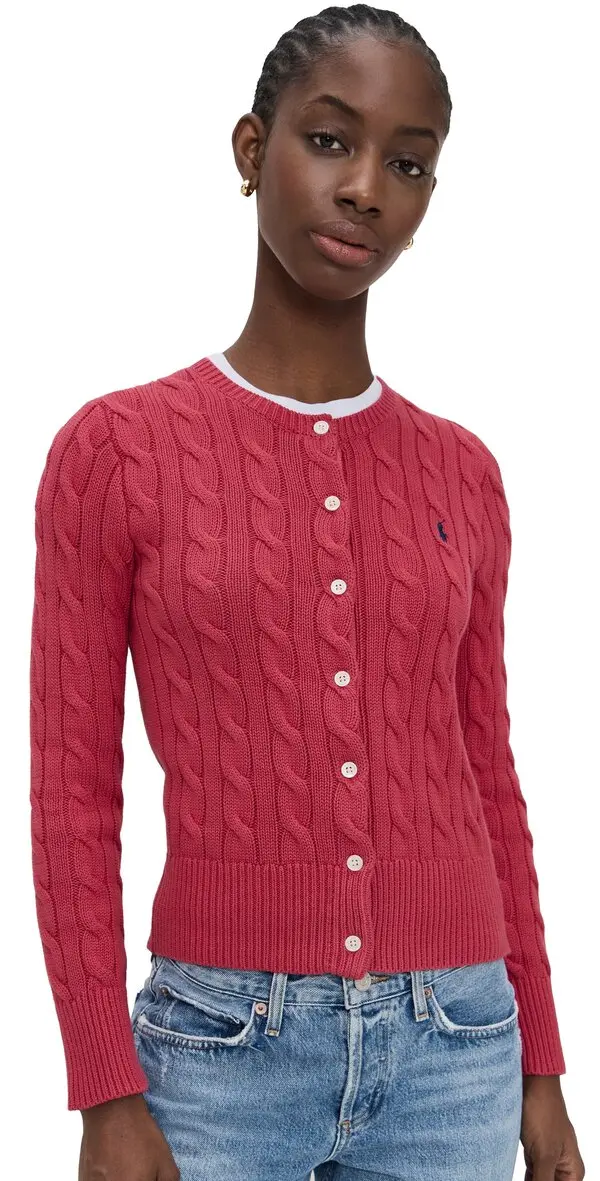 Polo Ralph Lauren Cotton Cable Knit Long Sleeve Cardigan - Nantucket Red