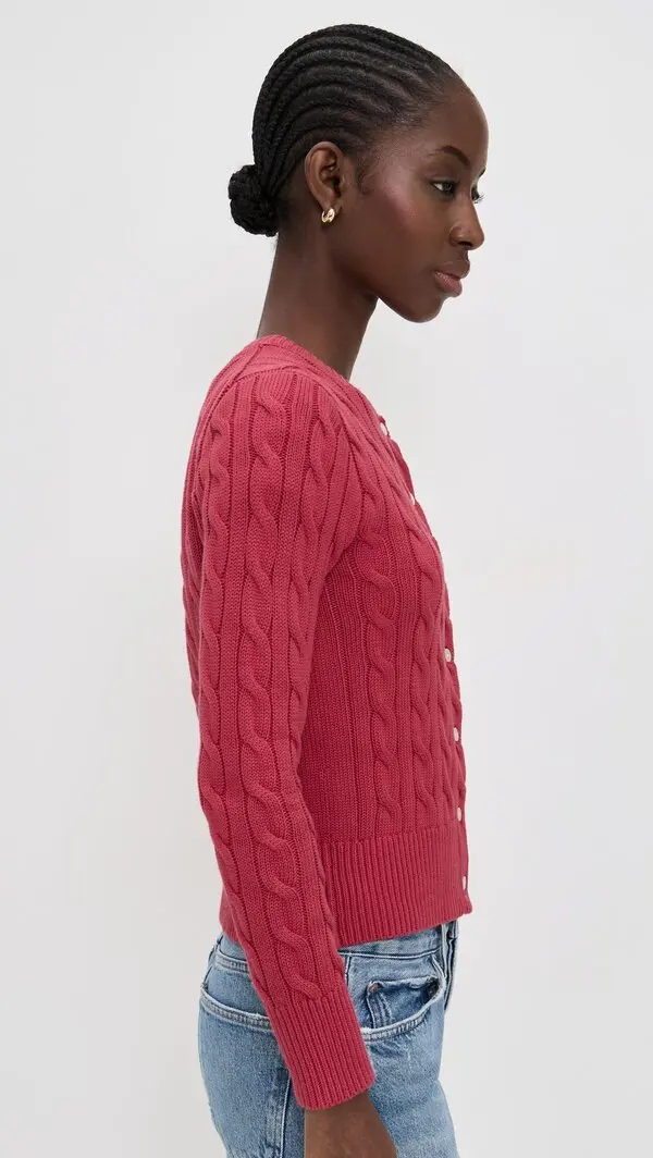 Polo Ralph Lauren Cotton Cable Knit Long Sleeve Cardigan - Nantucket Red