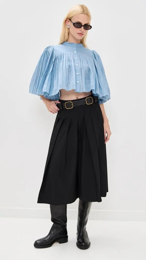 Sea Tropical Wool Belted Culottes