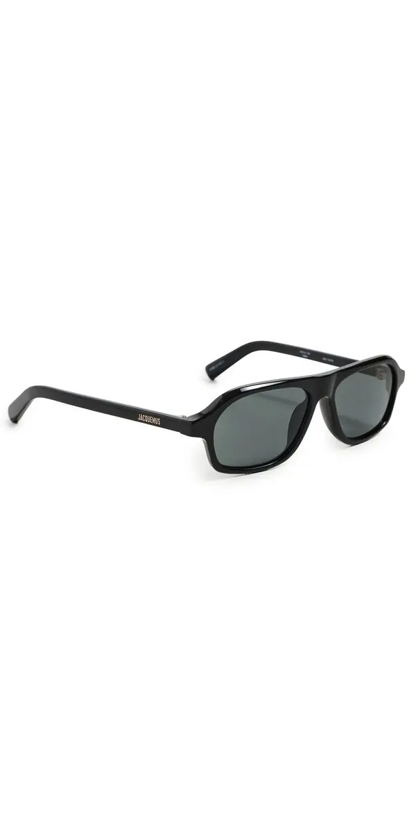 Jacquemus Acetate Aviator Sunglasses - Black/light Gold/grey