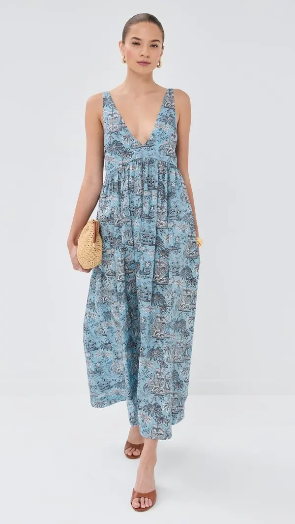 Staud Cyra Toile Print Maxi Dress