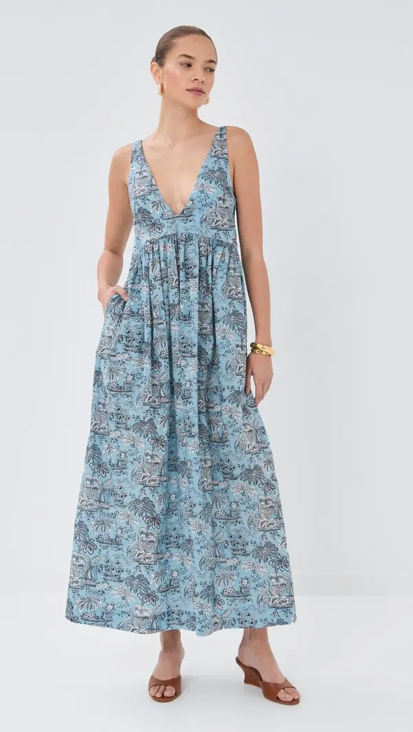 Staud Cyra Toile Print Maxi Dress