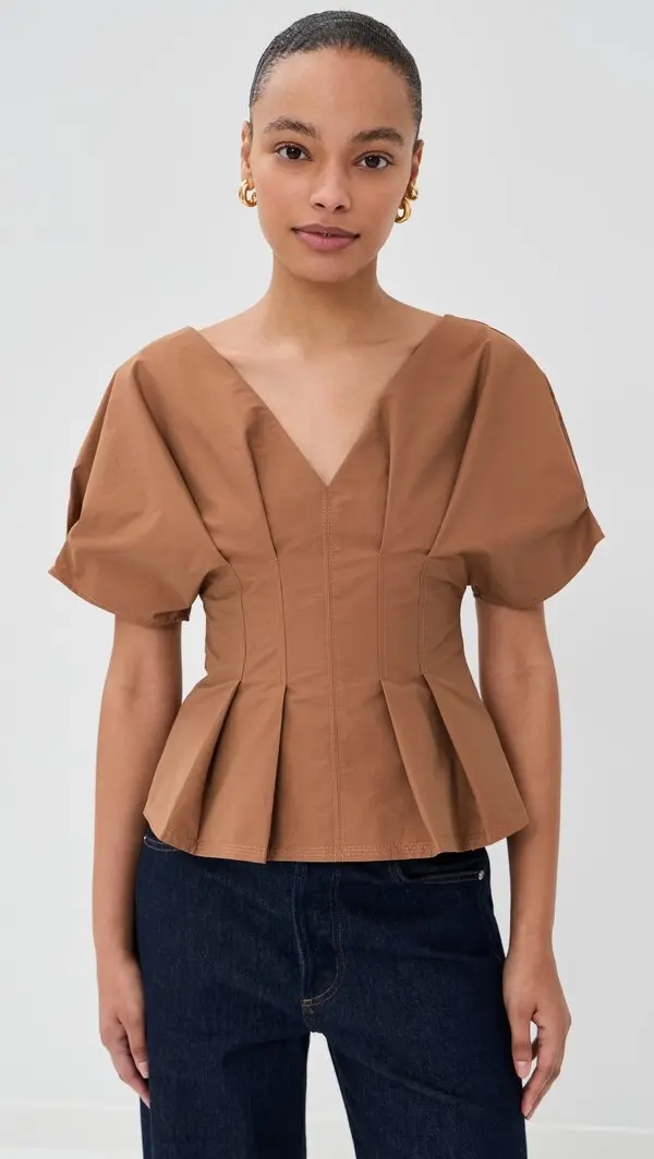 Simkhai Rozen Pleated Top - Chai