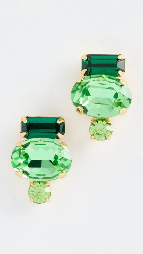 JENNIFER BEHR Cleo Crystal Earrings - Emerald