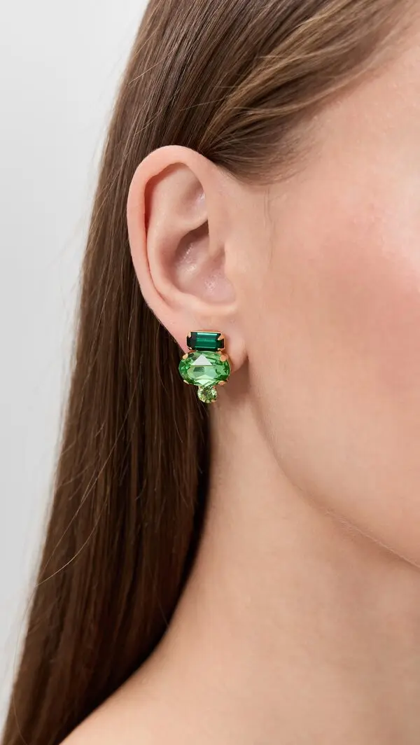 JENNIFER BEHR Cleo Crystal Earrings - Emerald