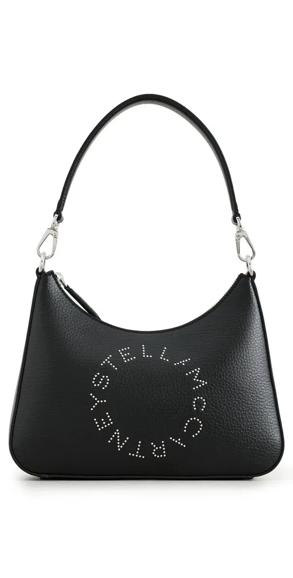 Stella McCartney Embossed Logo Hobo Shoulder Bag - Black