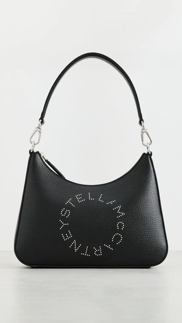 Stella McCartney Embossed Logo Hobo Shoulder Bag - Black