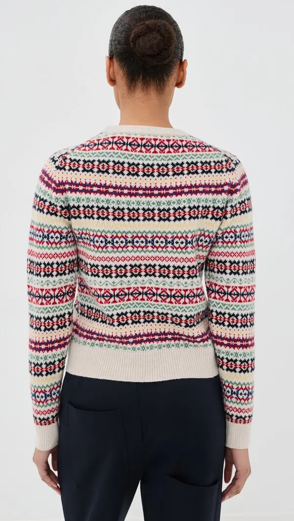 Daughter Fair Isle Shrunken Crew Neck Sweater - Ecru Base