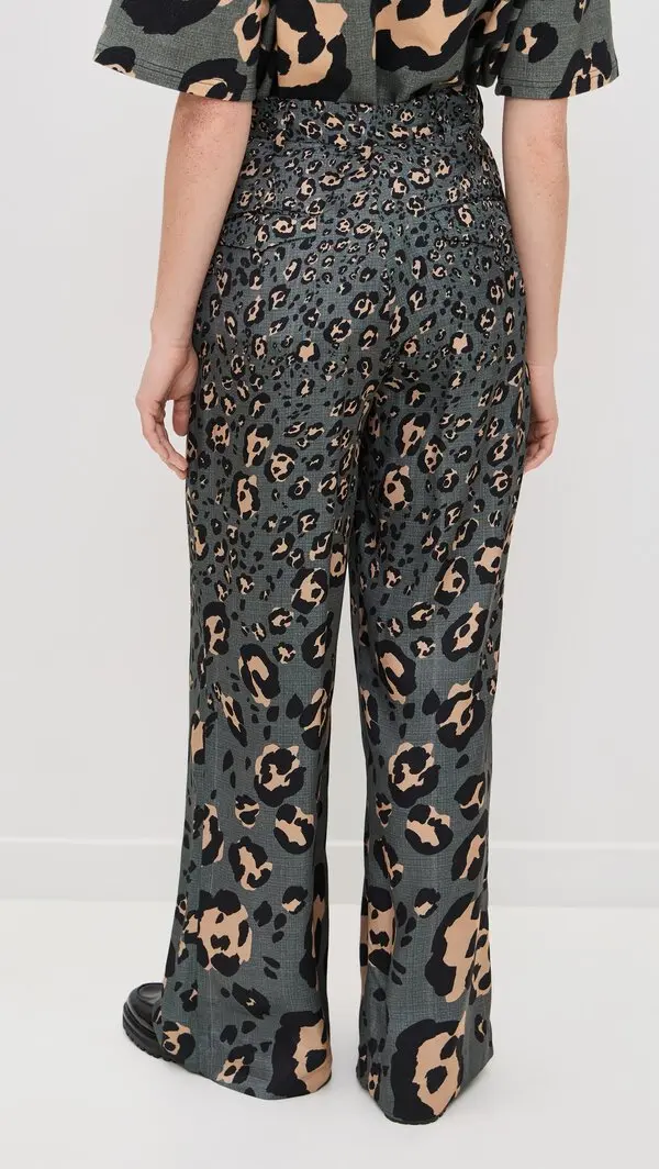 A POTTS Wide Leg Leopard Print Trousers