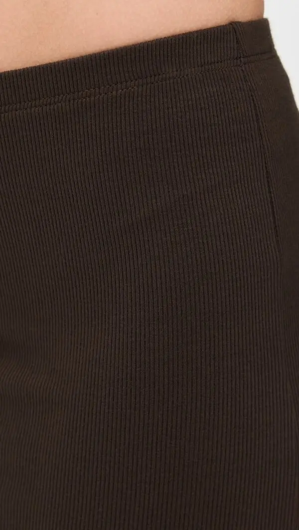 Eterne Ribbed Knit Back Slit Skirt - Espresso