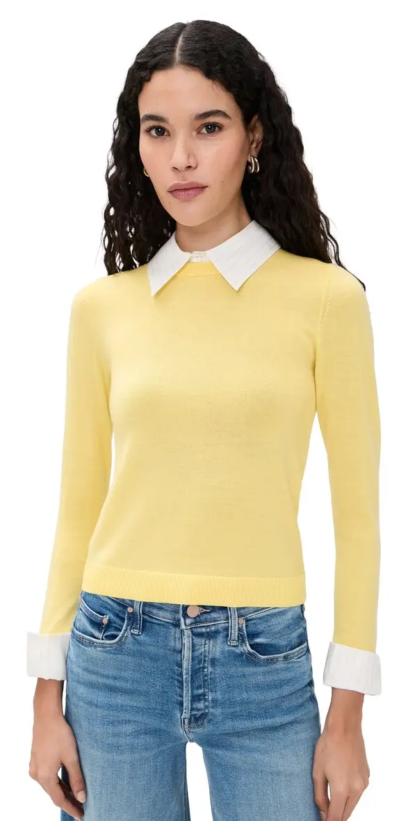 Alice + Olivia Porla Collared Sweater - Butter Multi