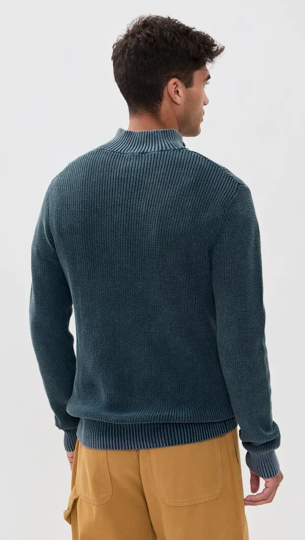 Faherty Brand Quarter Zip Cotton Sweater - Blue Nights