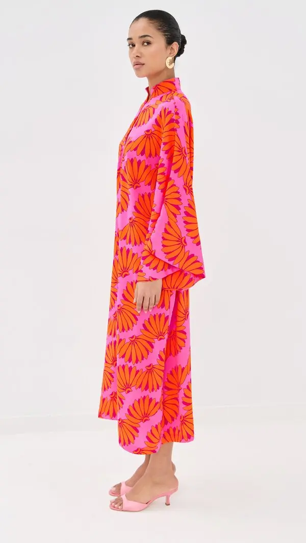 La Vie Style House Tropical Leaf Maxi Caftan
