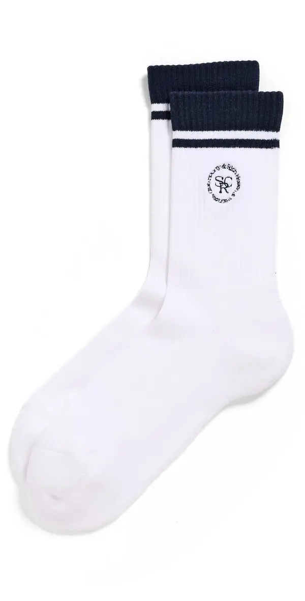 SPORTY & RICH Srhwc Logo Socks - White/dark Navy